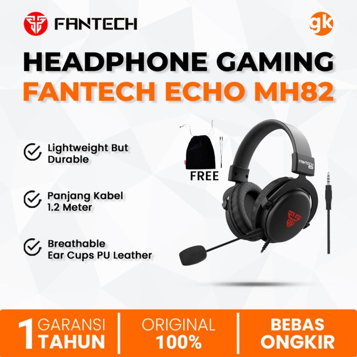 Jual FANTECH Headphone Gaming ECHO MH82 Headset Earphone Wired Microphone | Shopee Indonesia