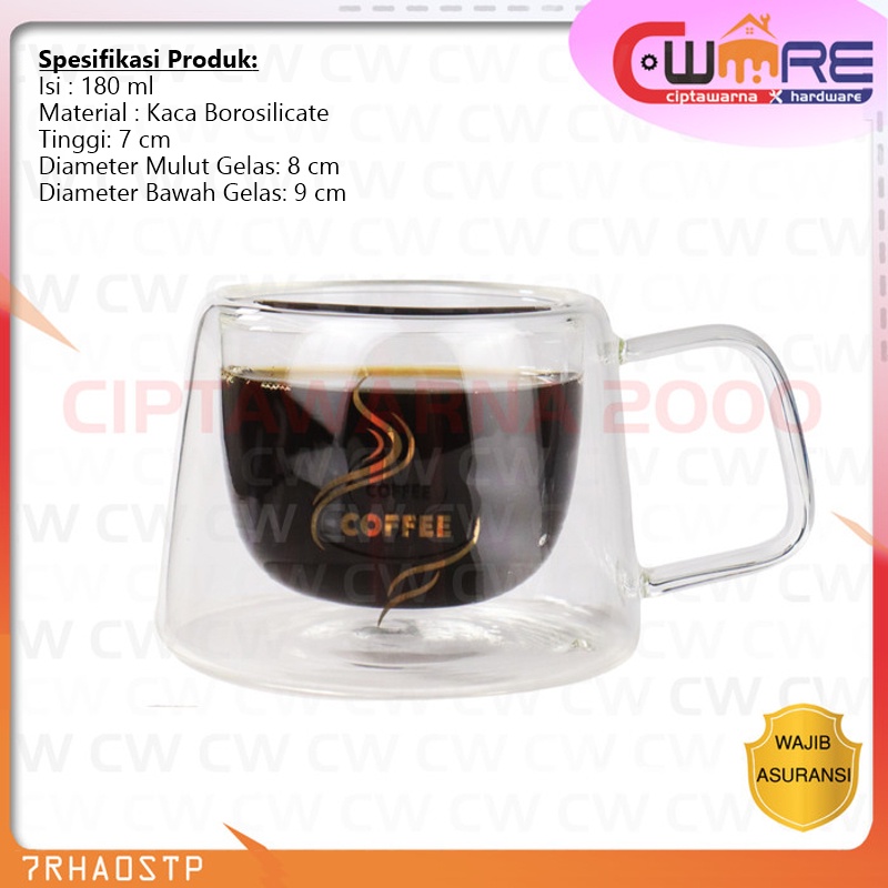 Jual One Two Cups Cangkir Kopi Anti Panas Doublewall Glass 180ml - BDB | Shopee Indonesia