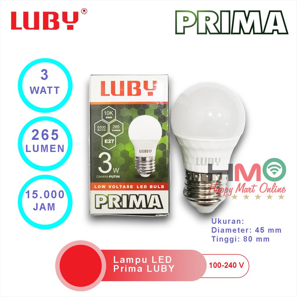 Jual Luby Lampu LED Prima Bohlam 3 Watt Cahaya Putih 3W Cool Day Light ...
