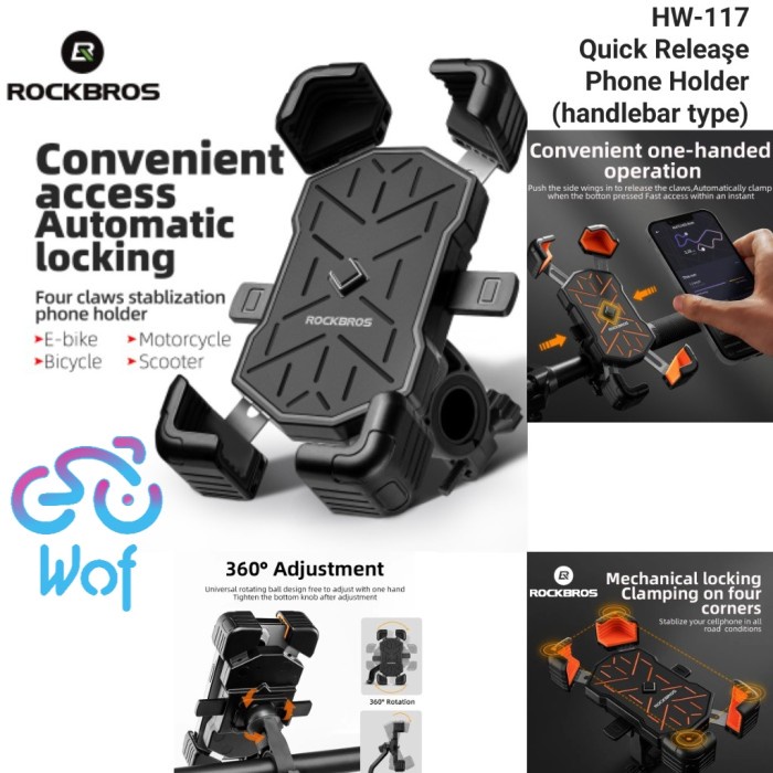 Jual ROCKBROS HW-117 Handlebar Quick Release Phone Holder HP Sepeda ...