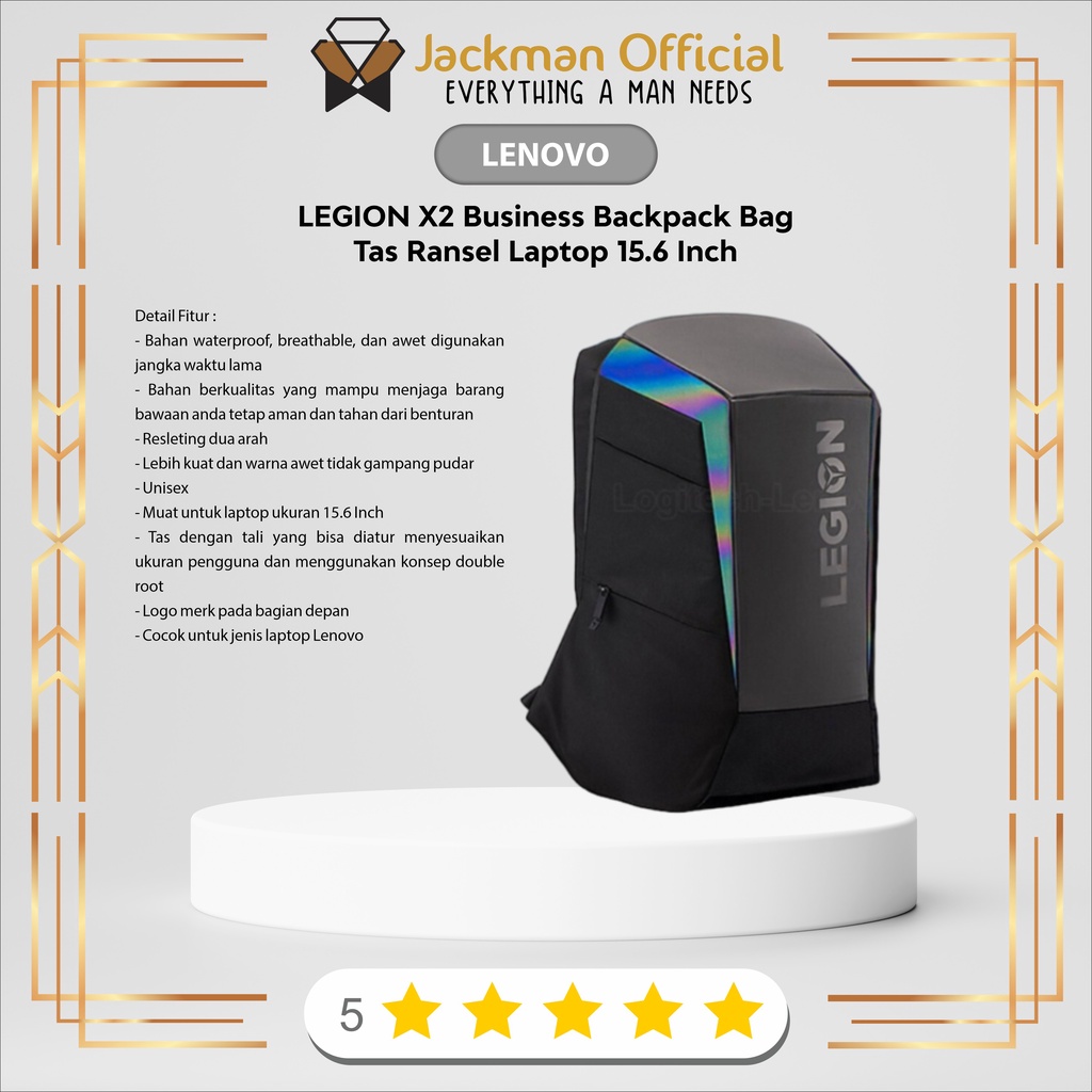 Jual LENOVO LEGION X2 Business Backpack Bag - Tas Ransel Laptop 15.6 ...
