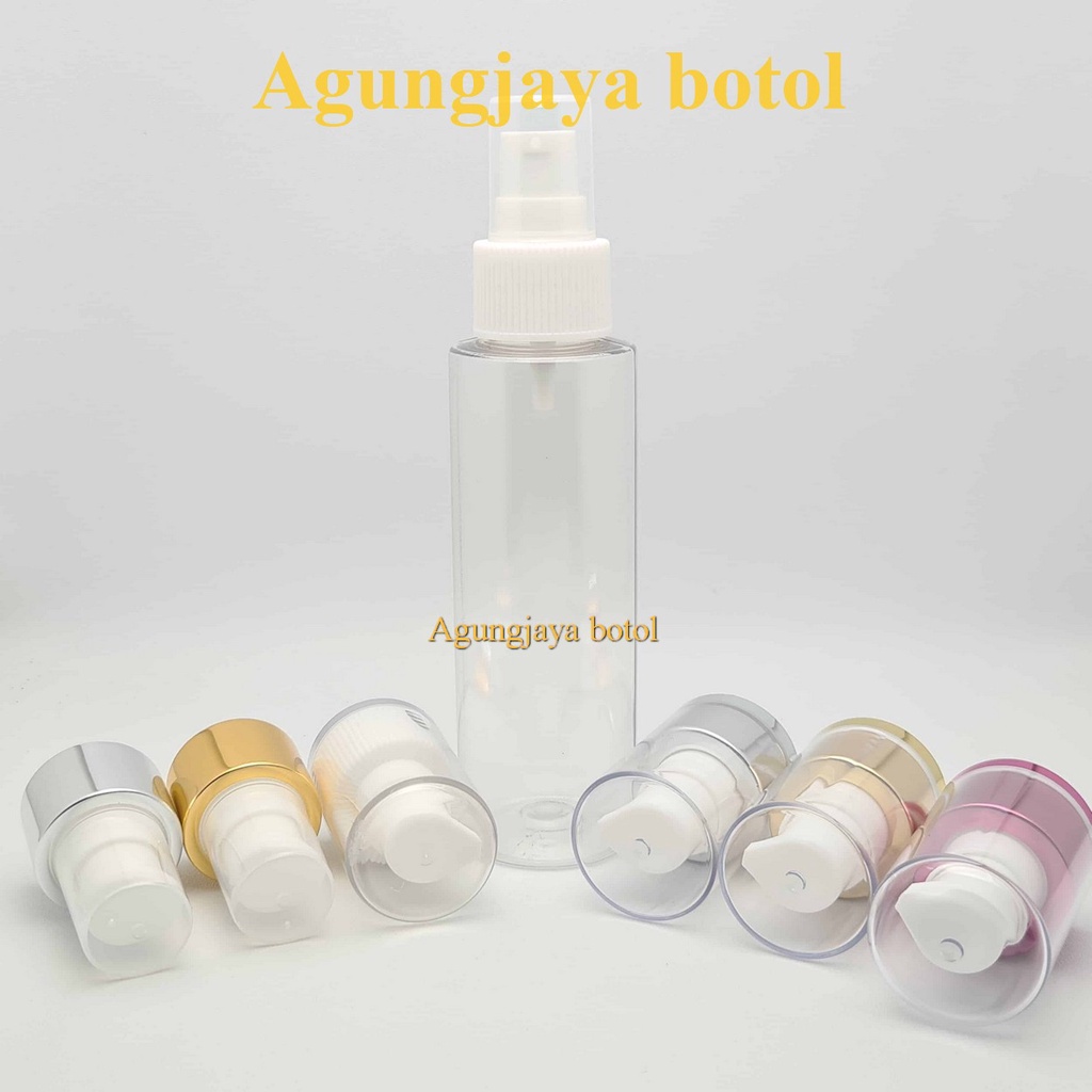 Jual Botol Pet 100 ml RF Panjang Natural Frossted Tutup Pump Treatment / Botol Plastik / Botol ...