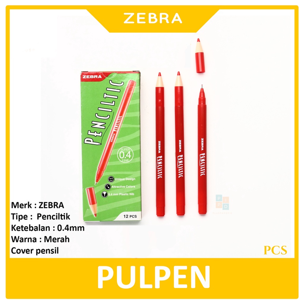 Jual ZEBRA - Pulpen Ballpen Penciltic 0.4mm Merah - Pcs | Shopee Indonesia