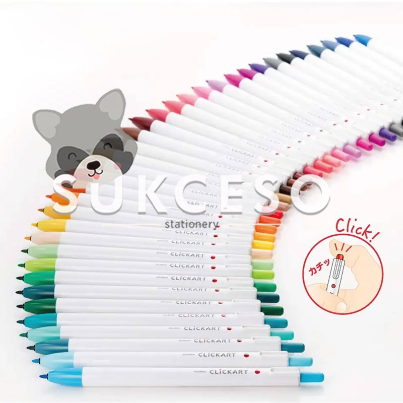 Jual Zebra Click Art Retractable Marker Knock Sign Pen Colors 0.6mm ...