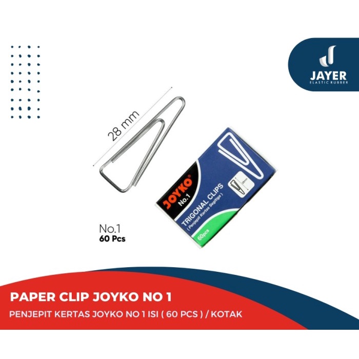 Jual Paper clips joyko no. 1 Penjepit Kertas Joyko Per box isi 60 pcs | Shopee Indonesia