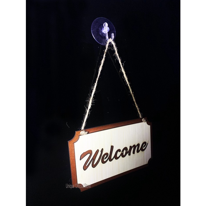 Jual Wooden Sign Welcome Gantung - Kayu Penanda Selamat Datang Cafe ...