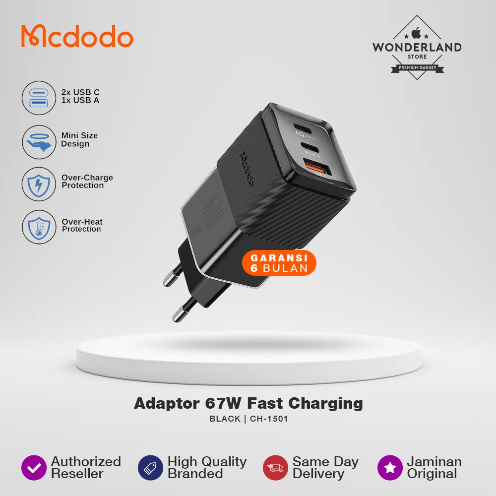 Jual Mcdodo Adaptor Charger 67W 3 Port USB-C+USB-A Super Fast Charging ...