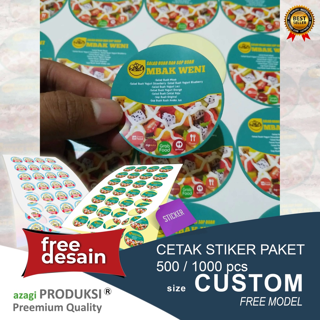 Jual STIKER LABEL KEMASAN PAKET 1000 PCS CETAK FREE CUTTING BAHAN VINYL ...