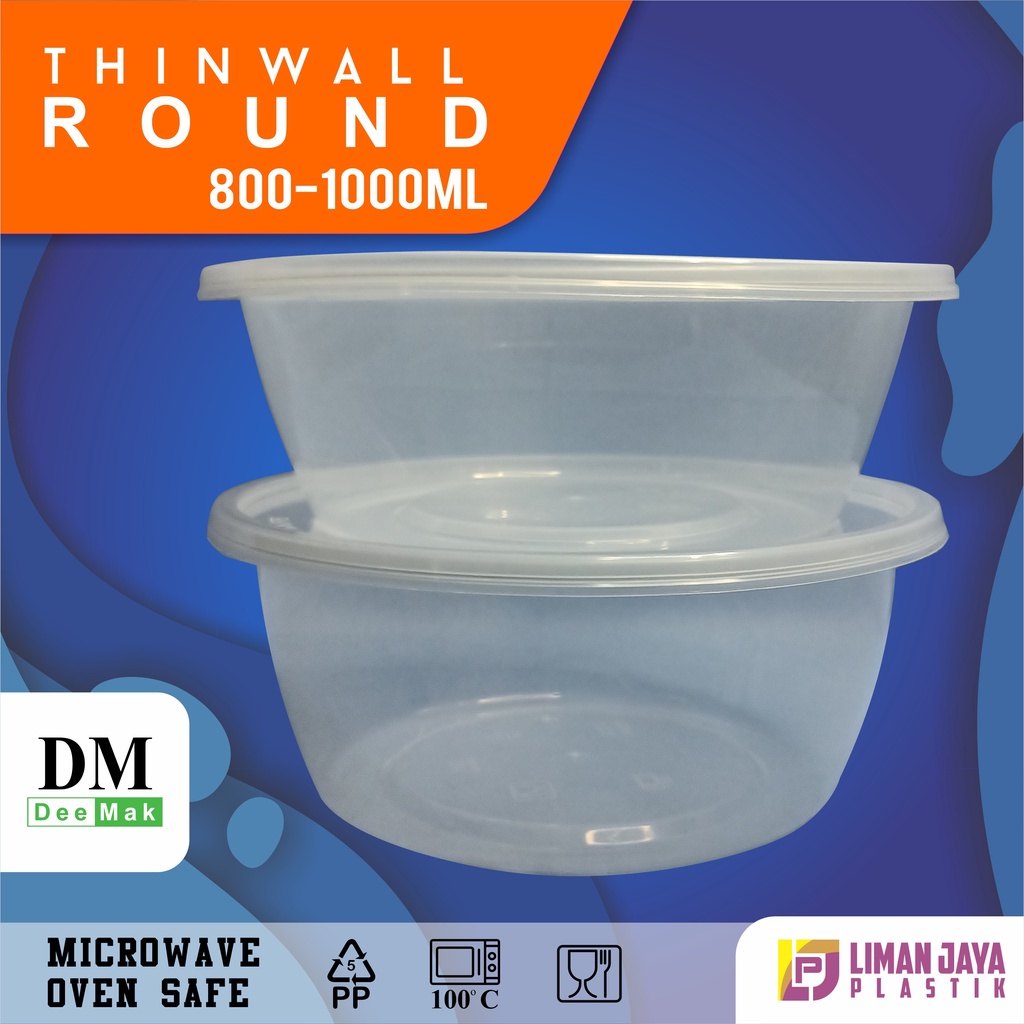 Jual Thinwall Bulat 800ml - 1000ml ( 1 Pack isi 25pcs ) | Thinwall ...