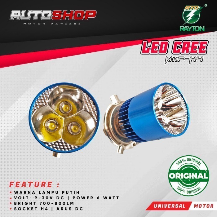 Jual RTD Rayton Lampu Utama LED CREE Depan M11F Socket H4 | Shopee Indonesia