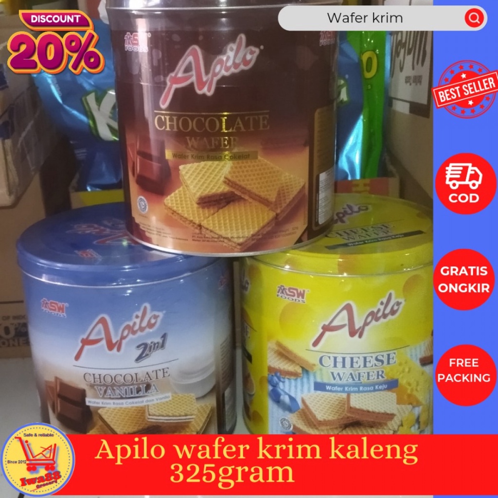 Jual (Cuci gudang) Apilo wafer cream 325gr kaleng | Shopee Indonesia