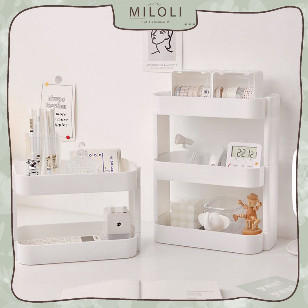 Jual [MILOLI] Rak Desktop Multi-layer Rak Penyimpanan Aesthetic Korean ...