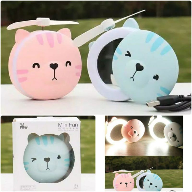 Jual BOP MINI FAN PORTABLE KIPAS GENGGAM 3 IN 1 CERMIN + LED + FAN ...