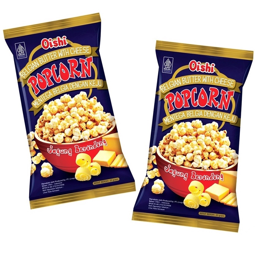 Jual POPCORN OISHI 20gr MENTEGA BELGIA KEJU COKELAT KARAMEL SNACK ...