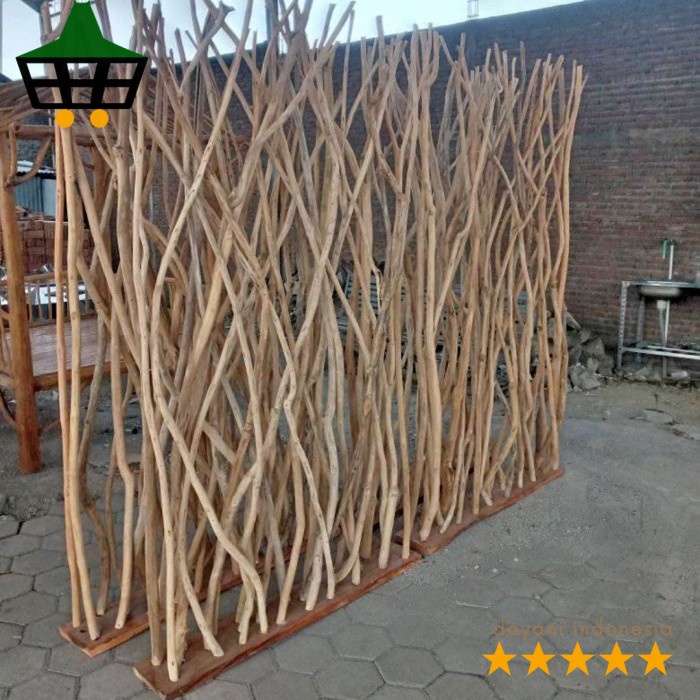 Jual Sketsel Ruangan Partisi Ruangan Ranting Kayu Jati Dekorasi Cafe ...