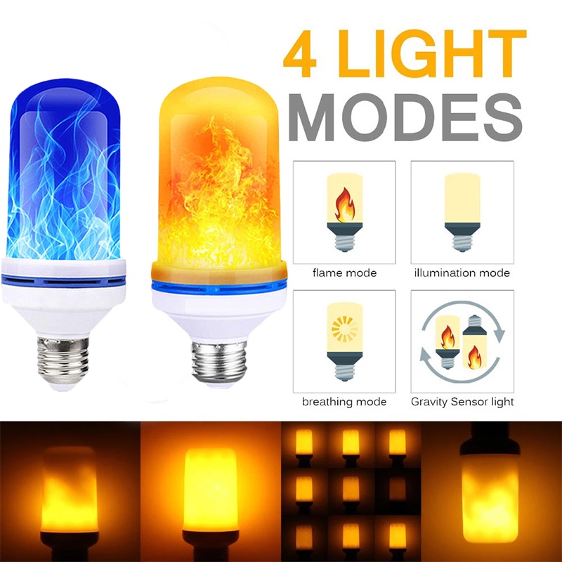 Jual 4 Mode Efek Api Bohlam Dekoratif LED Api Biru Dinamis Lampu E27 ...