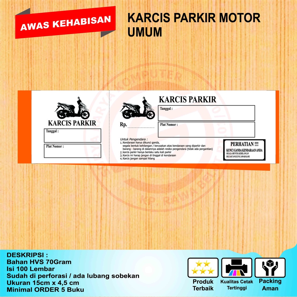 Jual KARCIS PARKIR MOTOR UMUM | Shopee Indonesia