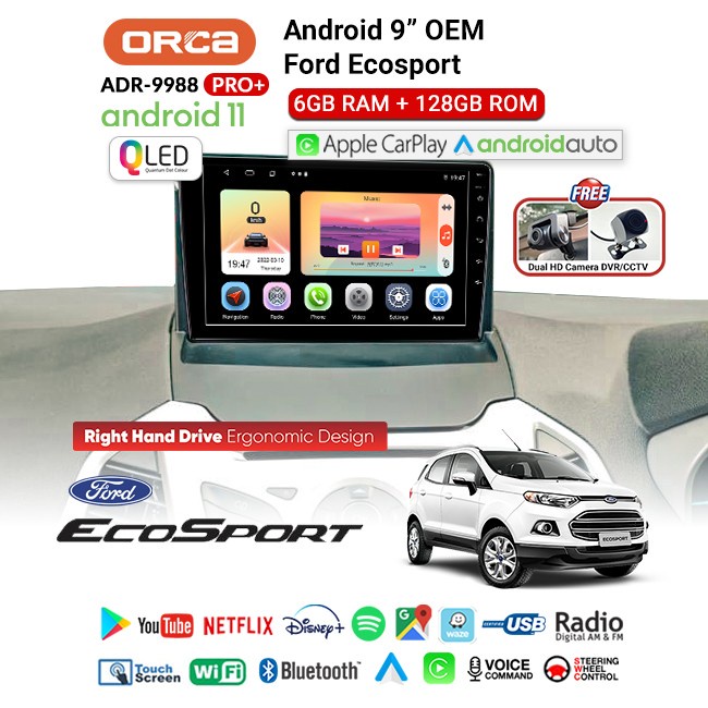 Jual Head Unit Android Auto CarPlay 9″ inch Ford ECOSPORT ORCA | Shopee ...