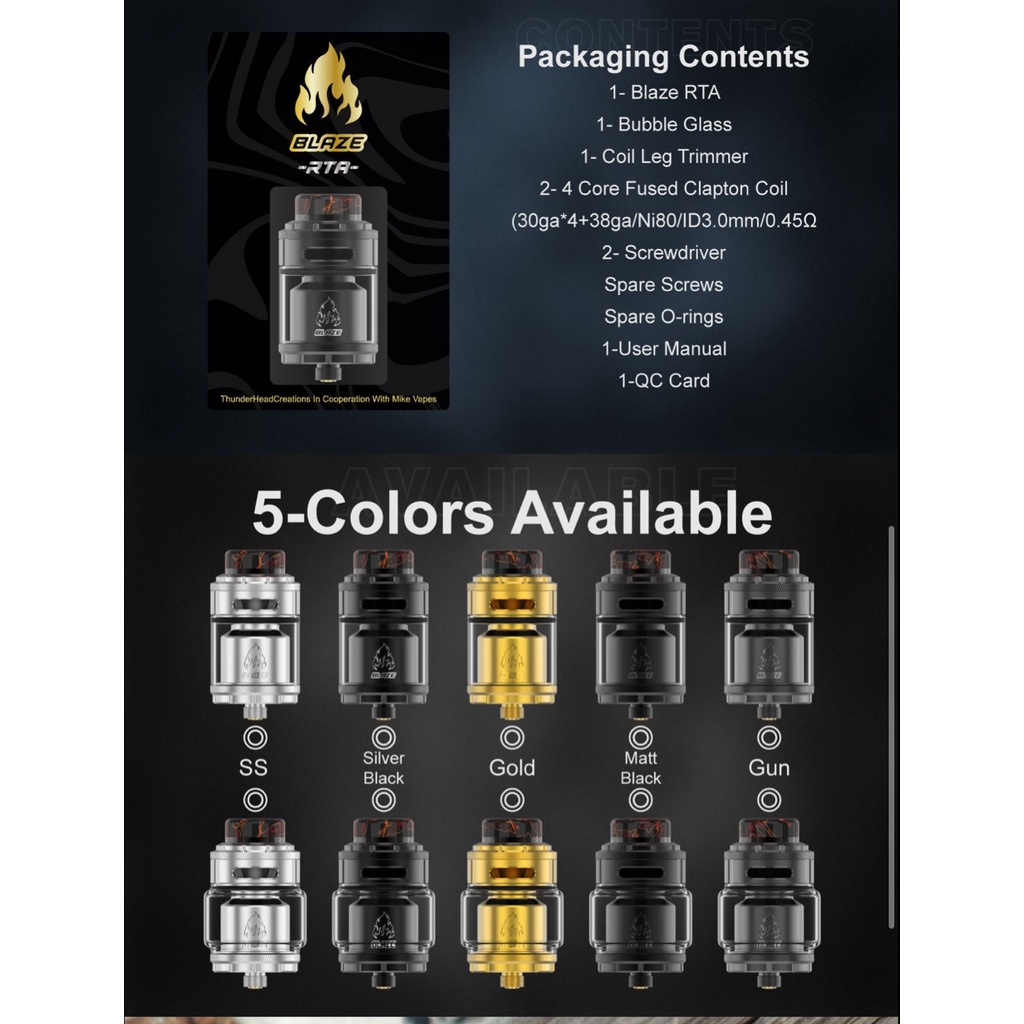 Jual BLAZE RTA 26MM BY THUNDER HEAD NEW BLAZE RTA ORIGINAL | Shopee ...