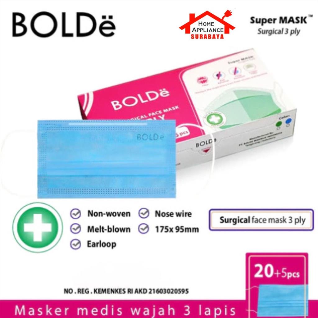 Jual BOLDe Super Mask Surgical - Masker Medis Bedah Earloop 3 Ply 25PCS ...