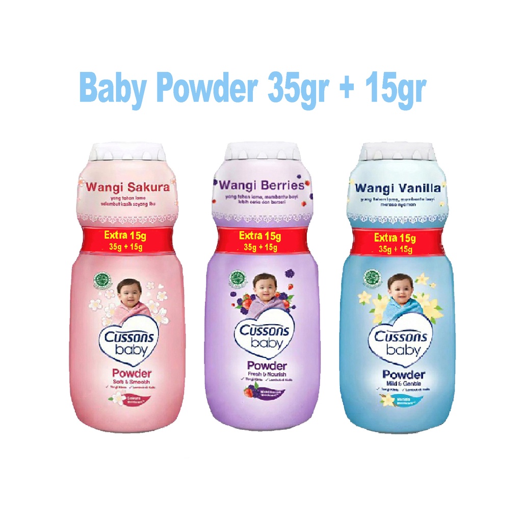 Jual Cussons Baby Powder Soft & Smooth / Fresh & Nourish / Mild Gentle ...