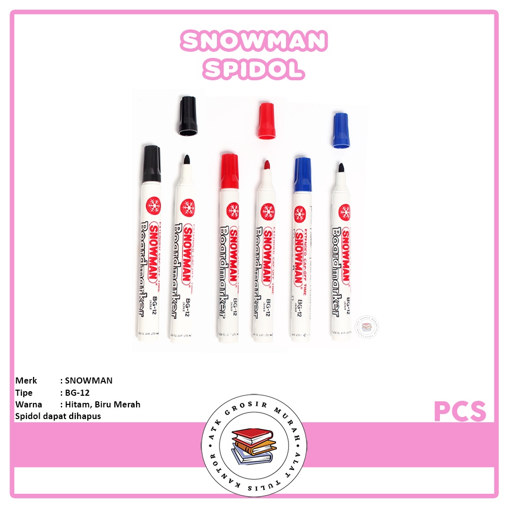 Jual SNOWMAN - Spidol White Board Marker BG-12 - Pcs | Shopee Indonesia
