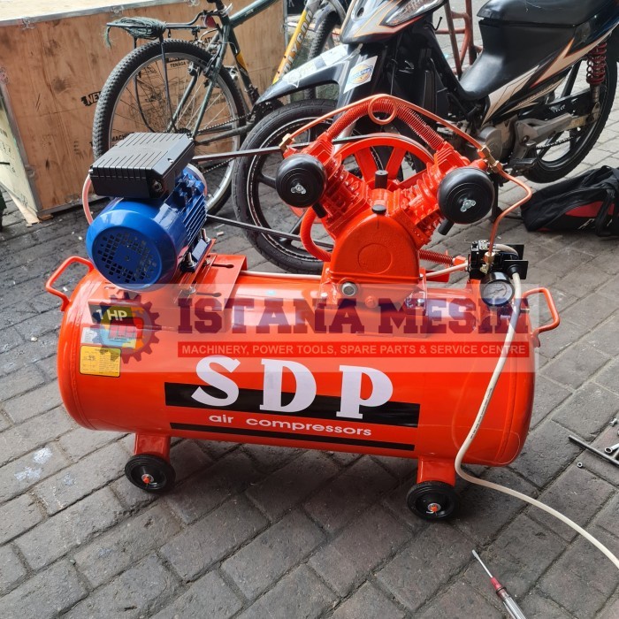 Jual MESIN KOMPRESSOR ANGIN UDARA SDP 2 PISTON 1HP COMPLETE DINAMO + A Best | Shopee Indonesia