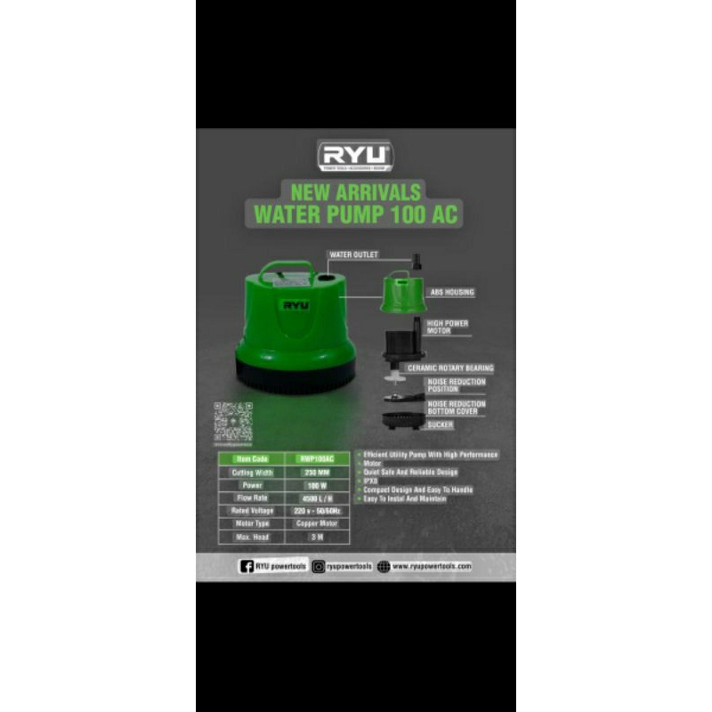 Jual ryu rwp 100 ac water pump mesin pompa air celup | Shopee Indonesia