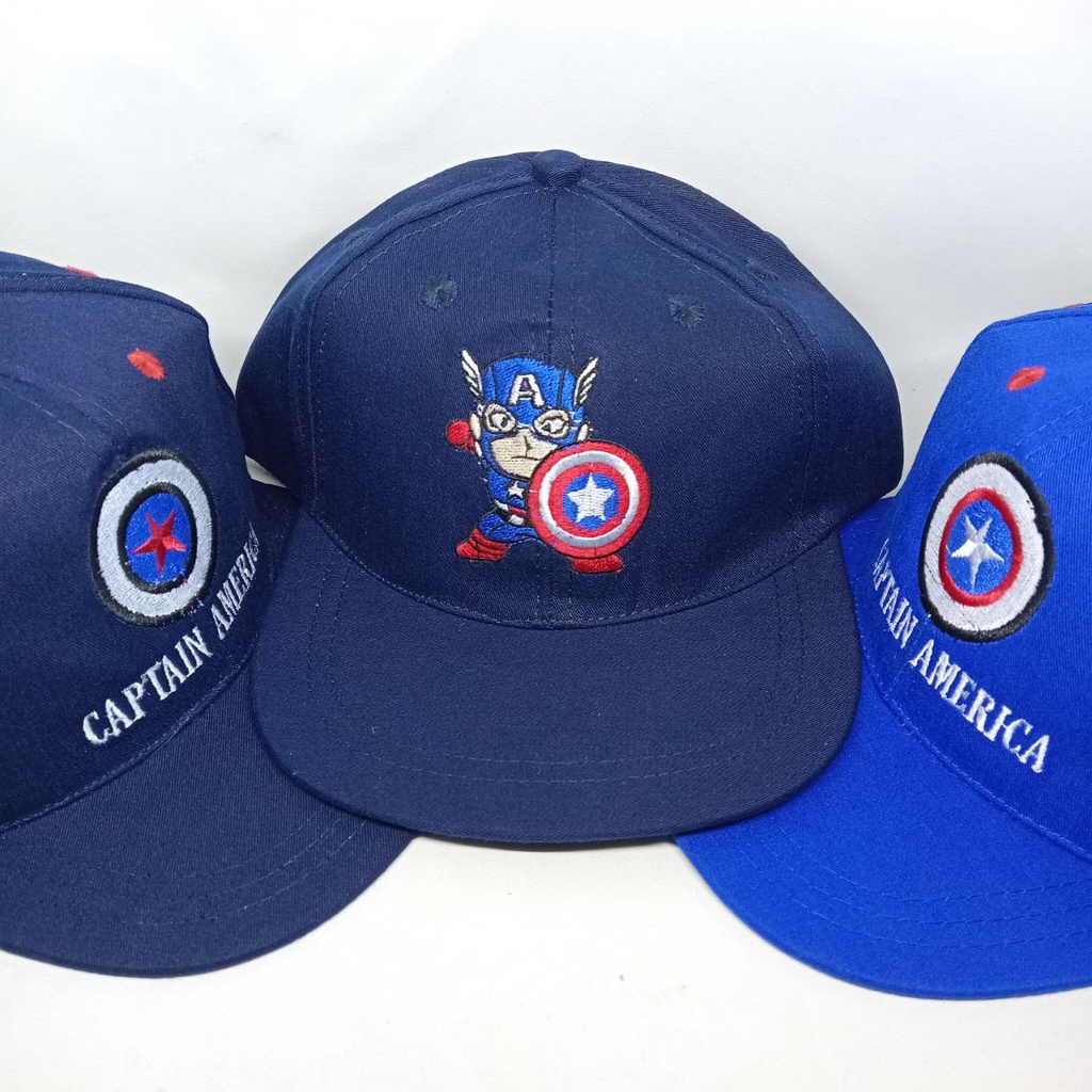 Jual Topi Snapback Captain America & Spiderman | Topi Anak Super Hero ...