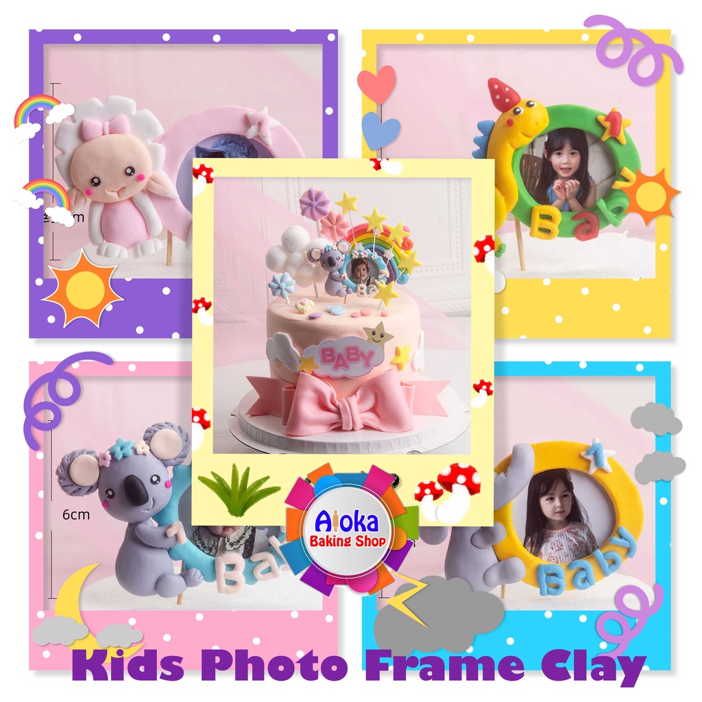 Jual Topper Bingkai Foto Ulang Tahun Anak / Kids Photo Frame Clay ...