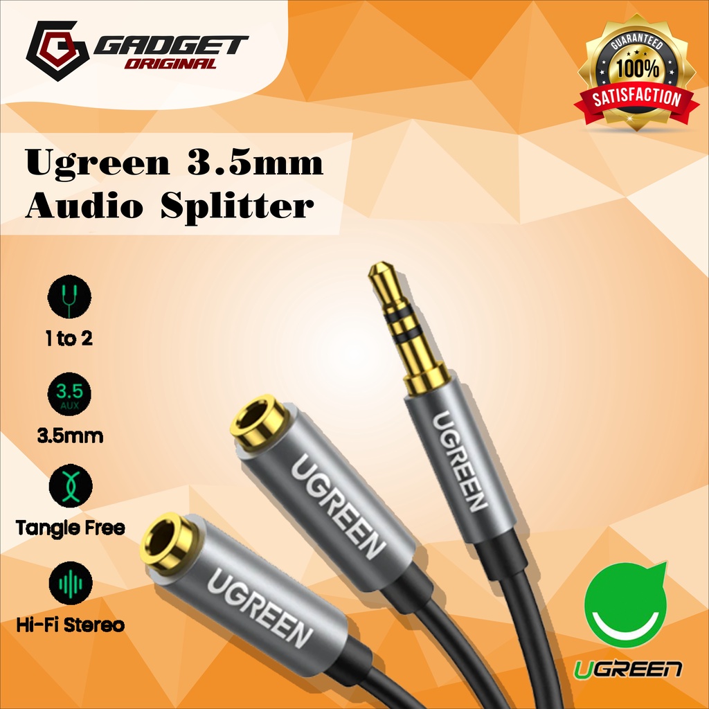 Jual UGREEN Kabel Aux Audio Share Music Splitter 3.5mm Male To 2 Female ...