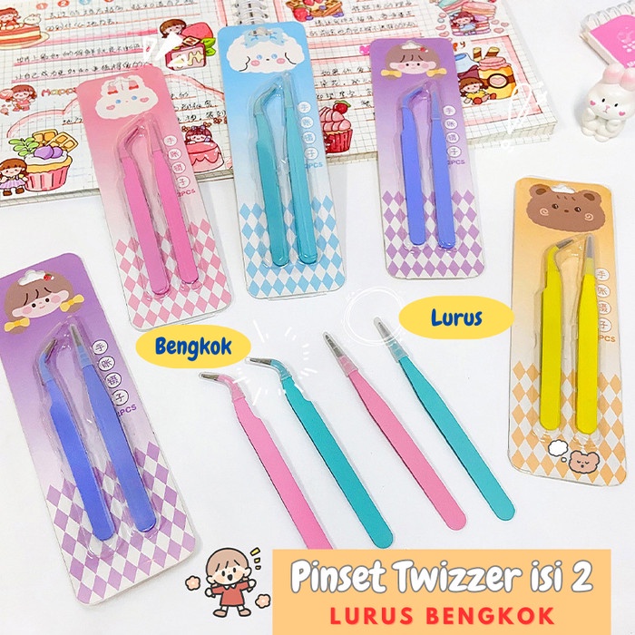 Jual Tweezer Sticker Pinset Lurus Bengkok Penjepit Stiker Bulumata ...