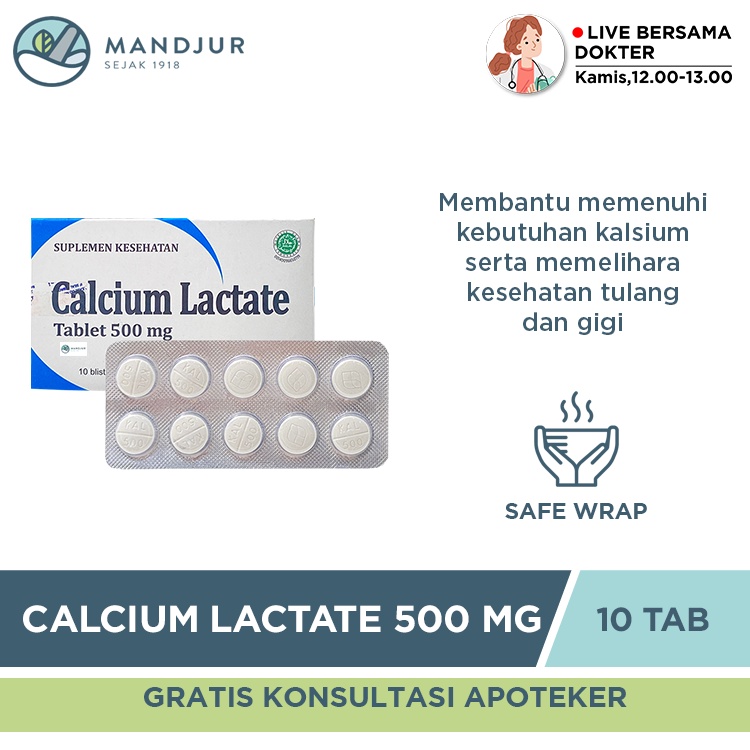 Jual Calcium Lactate 500 mg 10 Tablet - Memenuhi Kebutuhan Kalsium ...