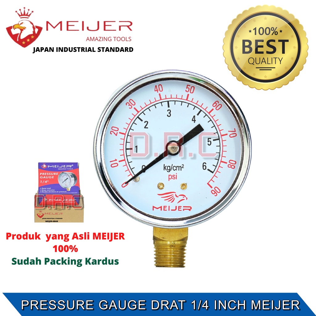 Jual Manometer 6 Bar MEIJER - Pressure Gauge Ukuran Angin Kompresor ...