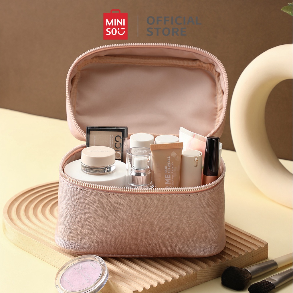 Jual MINISO Cosmetic Bag Tas Kosmetik Rectangular Pearlized Pink ...