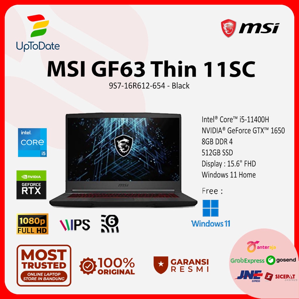 Jual Laptop MSI GF63 Thin 11SC 9S7-16R612-654 Core i5-11400H 8GB 512GB ...