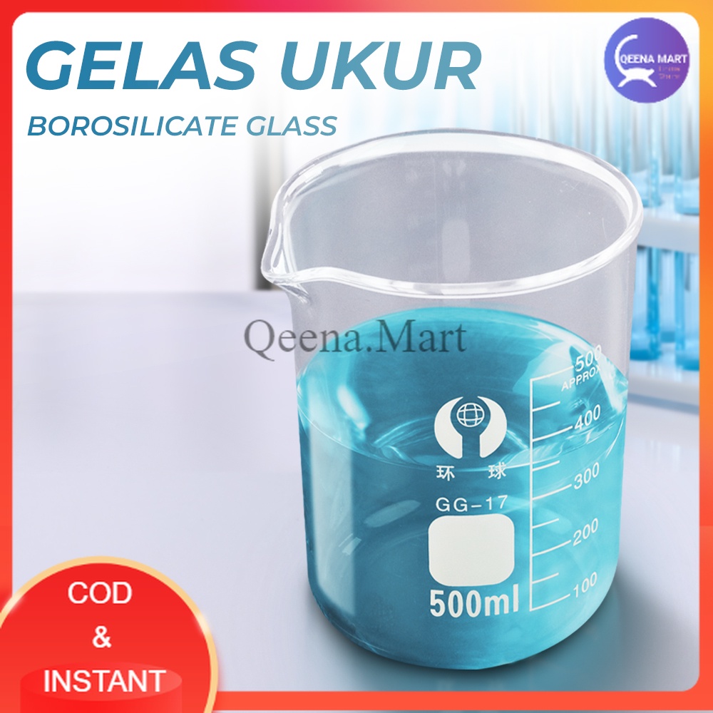 Jual Gelas Ukur Lab Kimia Borosilicate Glass 500 ml - GG-17 | Shopee ...