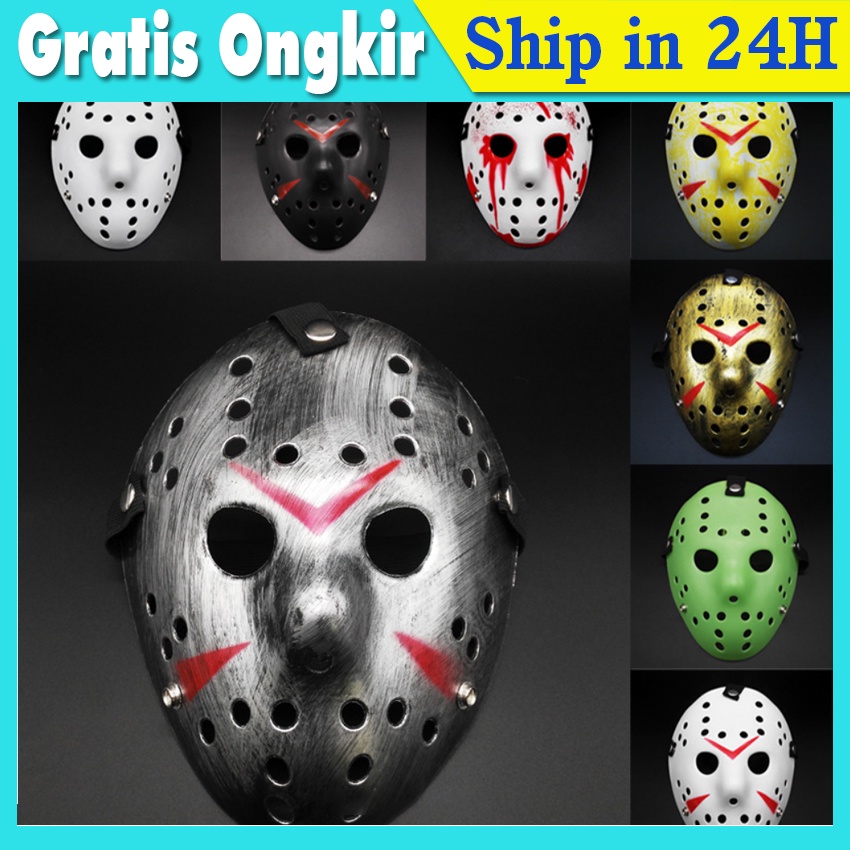 Jual Jason Mask Hockey Mask Topeng Jason vs freddy Gold | Shopee Indonesia