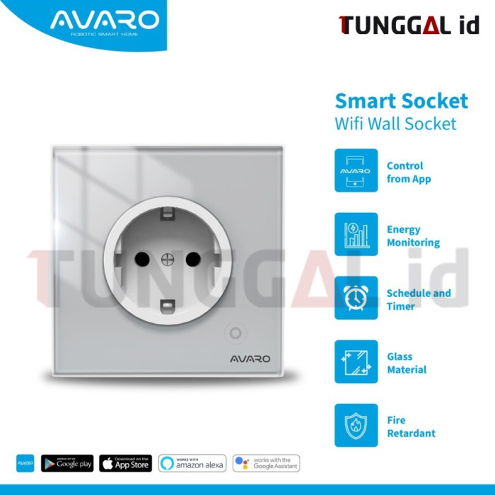 Jual AVARO 16A Smart Wall Socket Colokan Listrik Dinding WIFI (3000W ...