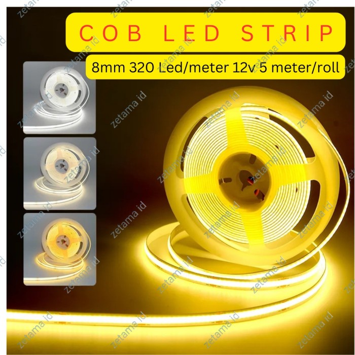 Jual LED Strip COB 12V 320Led/Meter DC LED Selang COB 5Mtr/Roll ...