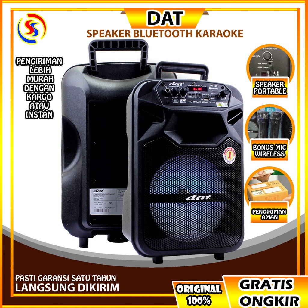 Jual SPEAKER PORTABLE SPEAKER KARAOKE DAT DT 825 ECO 8 INCH ORIGINAL ...
