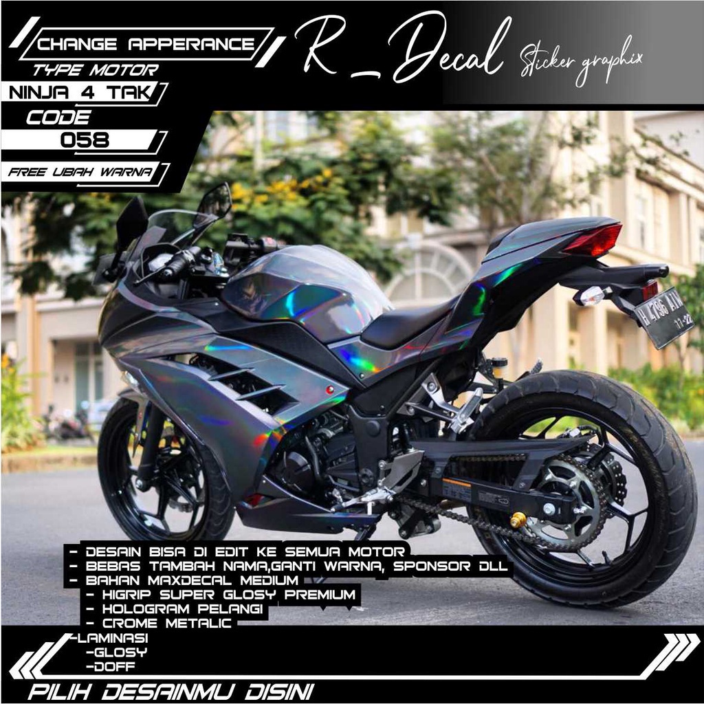 Jual 058 decal ninja 4 tak fullbody hologram pelangi | Shopee Indonesia