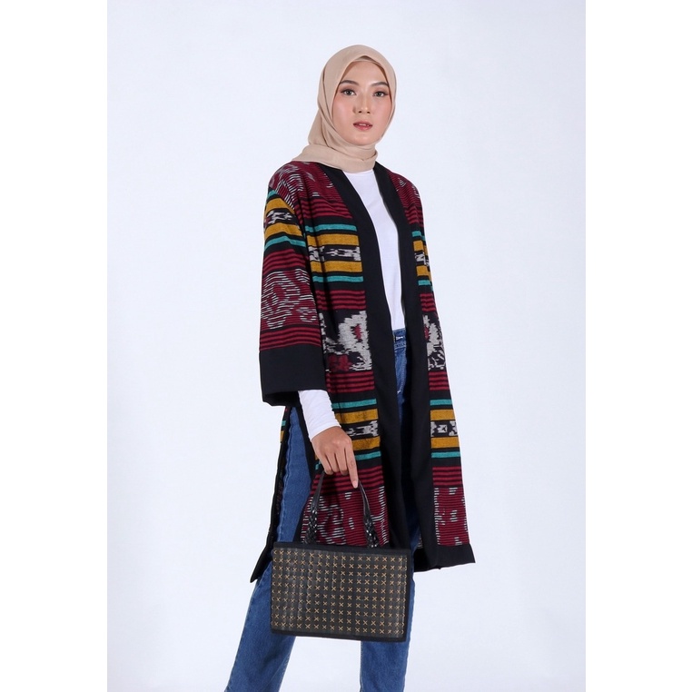 Jual Efrina Red Tenun Long Cardigan | Shopee Indonesia