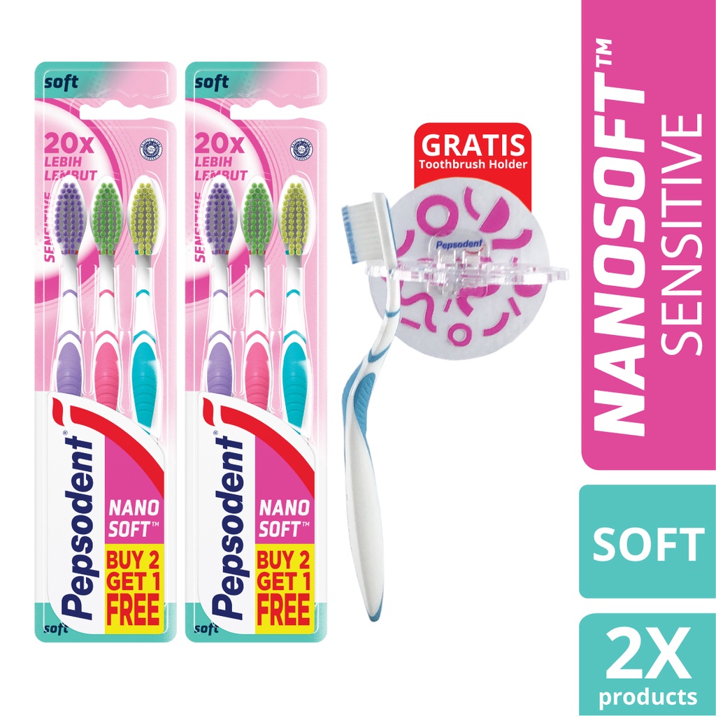 Jual Buy Pepsodent Toothbrush Nanosoft Sensitive Multipack Isi 3 ...