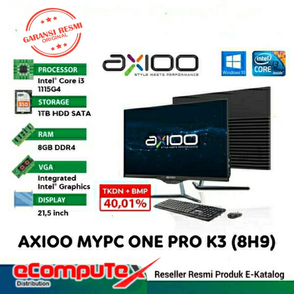 Jual PC AIO AXIOO MYPC ONE PRO K3 (8H9) i3 RAM 8GB 1TB 21.5"FHD TKDN GARANSI RESMI | Shopee ...