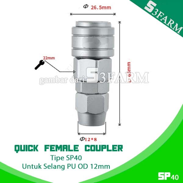 Jual Quick Coupler SP40 Sambungan Selang Kompresor Recoil Cuk Kopler ...