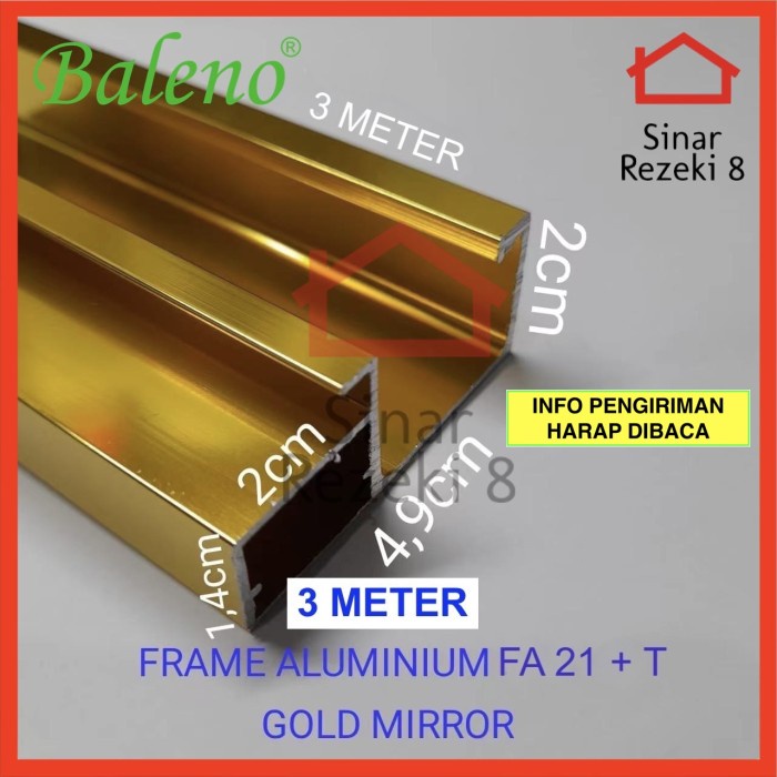 Jual FRAME Aluminium FA 21+T GOLD Handle Pintu Kaca Lemari Kitchen ...