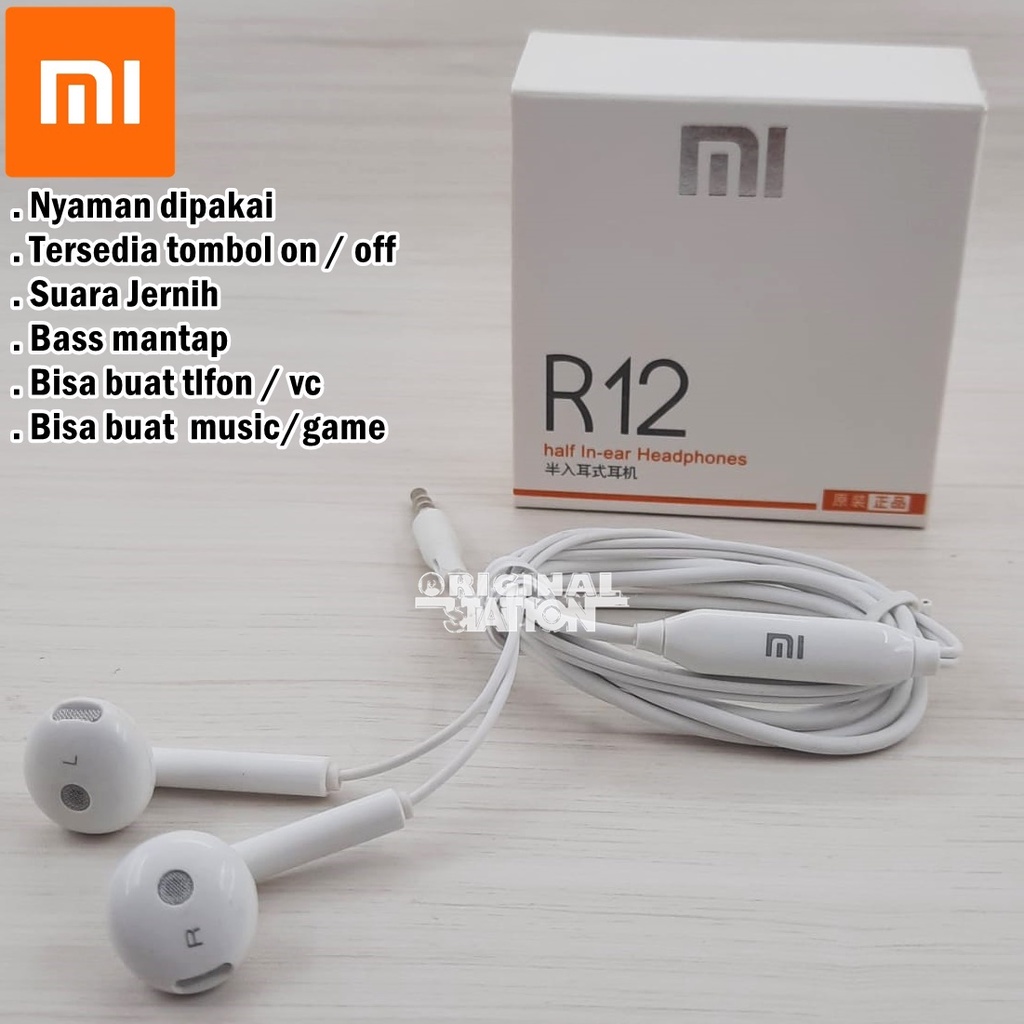Jual Xiaomi R12 Headset Super Bass Original For Xiaomi Redmi 9 , 7A ...