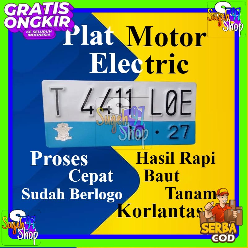 Jual Plat nomor motor Listrik || Warna Putih Biru / Hitam Biru | Shopee Indonesia