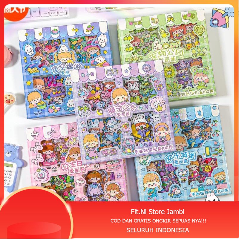 Jual Sticker Motif Kartun 2D Isi 100 Lembar Anti Air / Stiker Tempelan ...